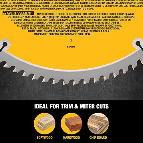 DEWALT 12-Inch Miter Saw Blade, Crosscutting, Tungsten Carbide, 80-Tooth, 2-Pack (DW3128P5)