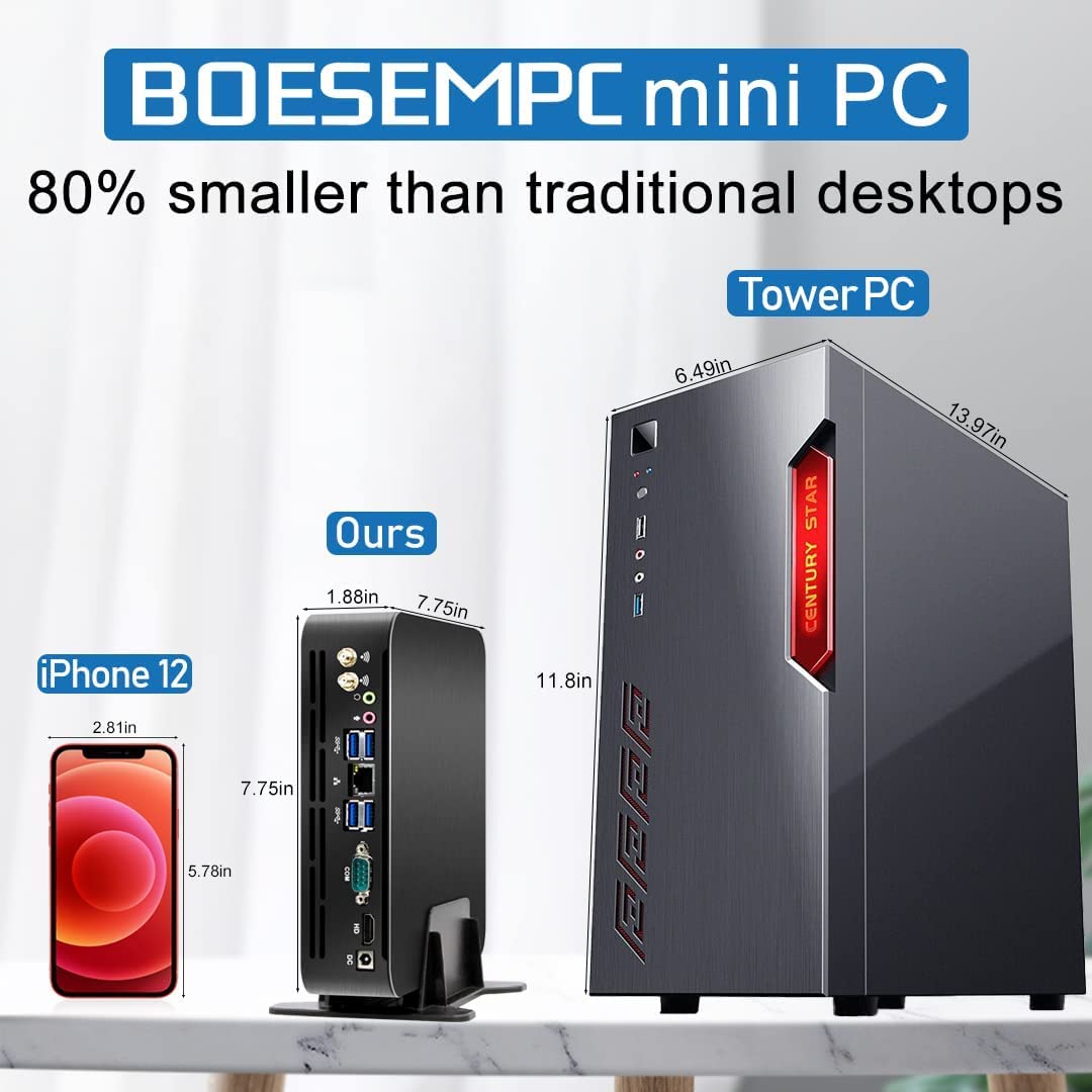 BOESIIPC Mini PC, Desktop Computer i9-9880H,Up to 4.8GHz Windows 11 Pro, 16G DDR4 RAM/512G NVME M.2 SSD, 4K, USB3.0, HDMI, COM, WiFi, BT4.0