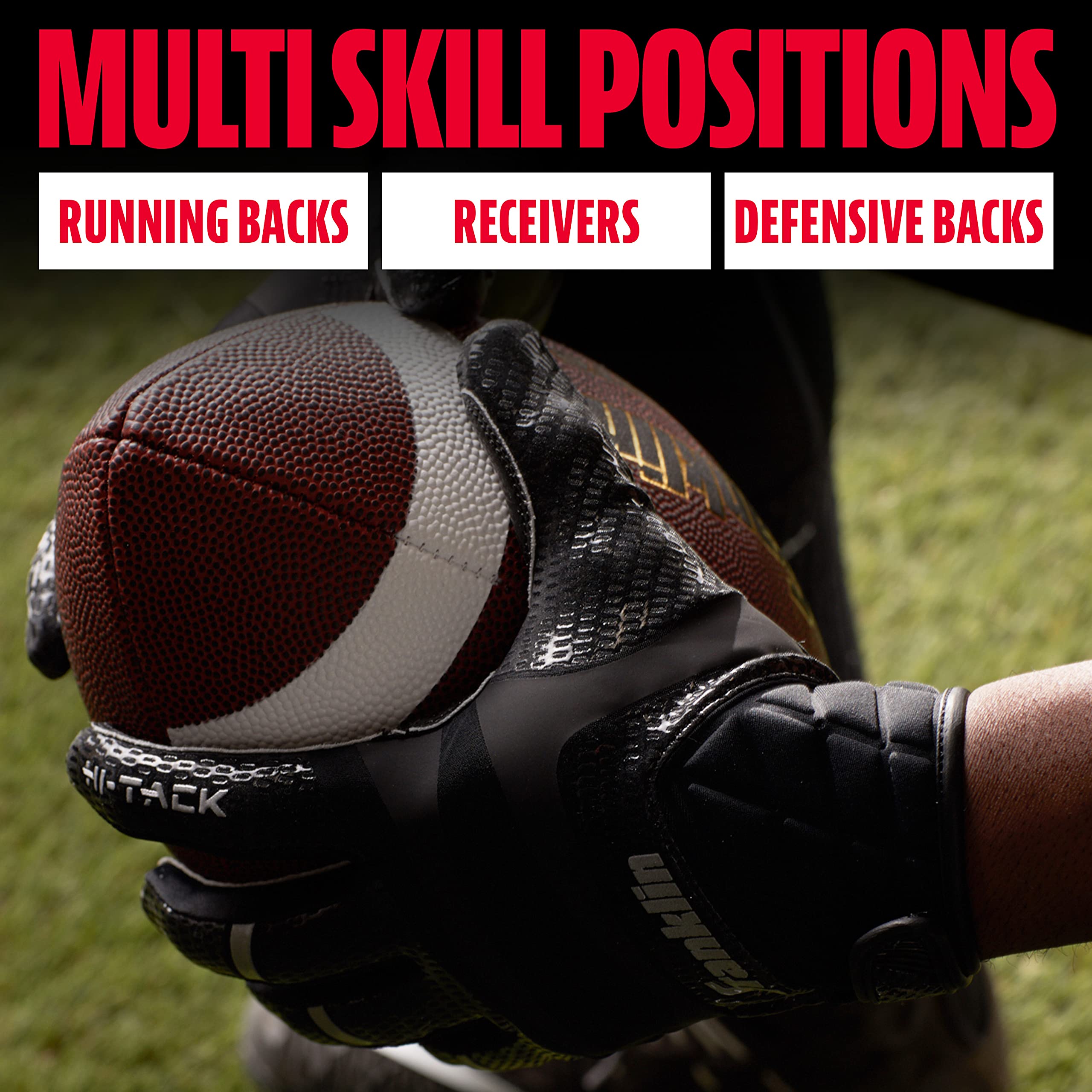 Franklin Sports Hi-Tack Premium Football Receiver Gloves - Black - Youth Medium