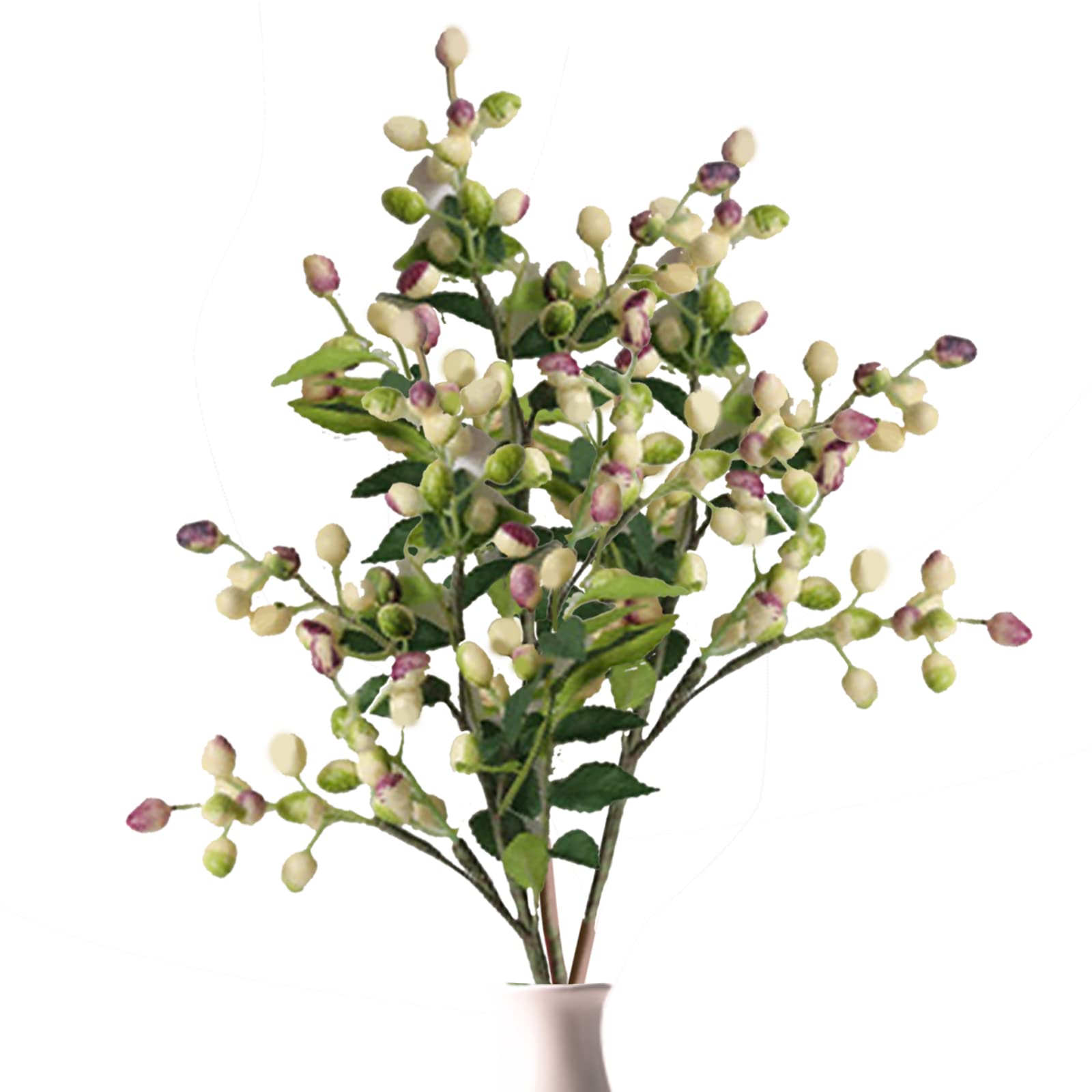 Lavenor 3pcs Artificial Olive Leaves with Fruit 15" Faux Olive Branches Artificial Plants Greenery for Vases Home Office Indoor Outside Decor (Purple)