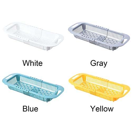 Creahappy 14inch Extendable Over the Sink Colander Strainer Basket Adjustable Strainer Sink Washing Basket Collapsible Colander Fruit Vegetable Strainer Drainer Basket for Kitchen Sink
