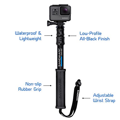 SANDMARC Pole - Compact Edition: 10-25" Waterproof Pole (Selfie Stick) for GoPro Hero 11, 10, 9, 8, Max, 7, 6, 5, 4, Session, 3+, 3, 2, HD & Osmo Action