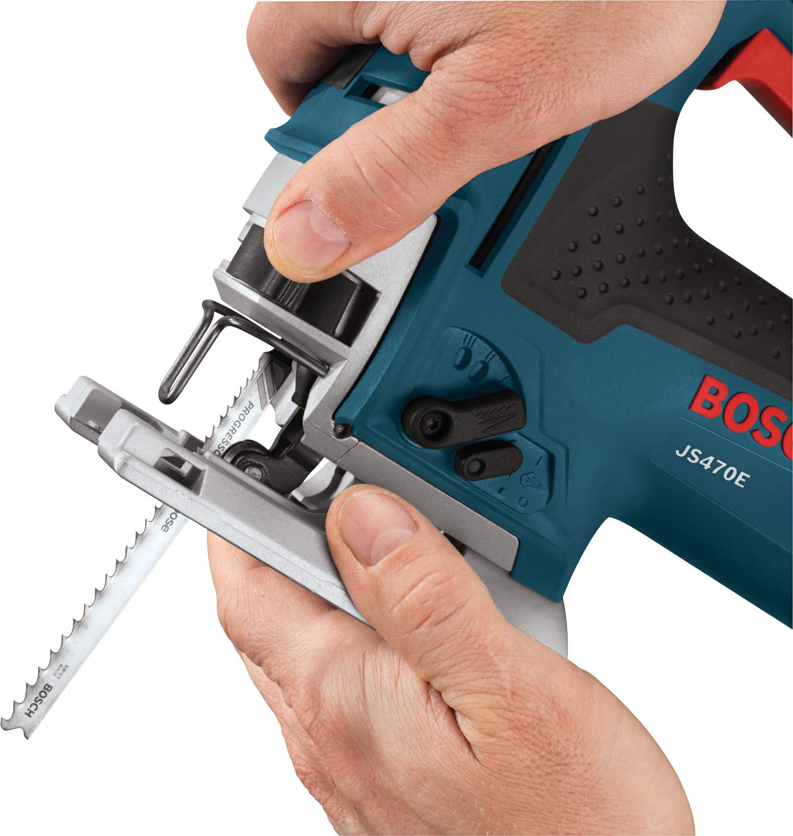 BOSCH JS470E 120V 7.0-Amp Corded Top-Handle Jig Saw and Bosch Thermotechnology T30W 30-Piece Woodworking Jigsaw Set