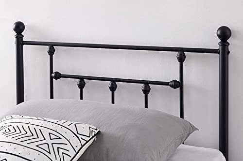 VECELO Twin Size Metal Platform Bed Frame with Headboard and Footboard, Sturdy Steel Slat Support/No Box Spring Needed Mattress Foundation/Easy Assemble,Victorian Style,Matte Black