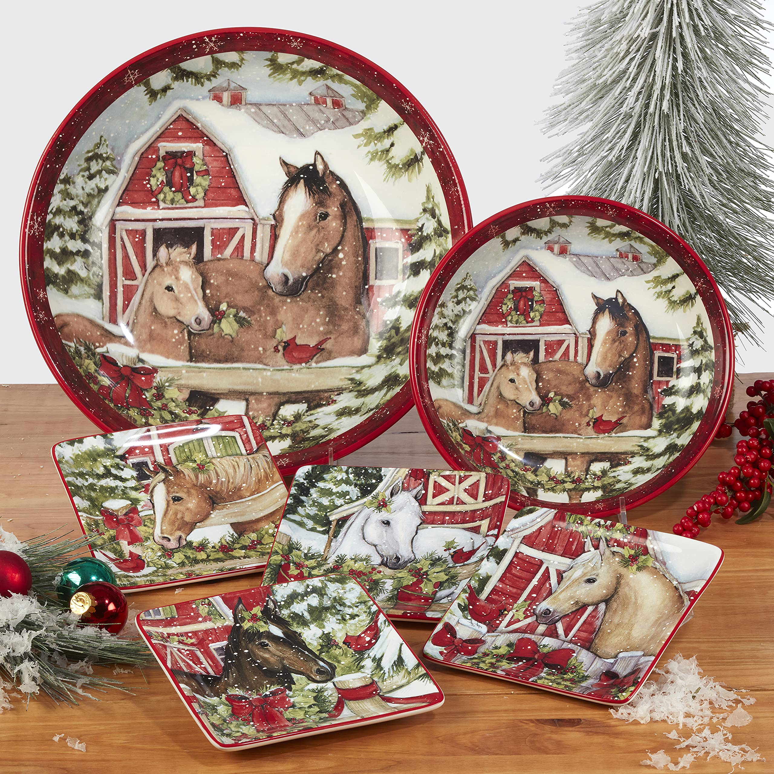 Certified International Homestead Christmas 5.25" Ice Cream/Dessert Bowls, Set of 4, Multicolor