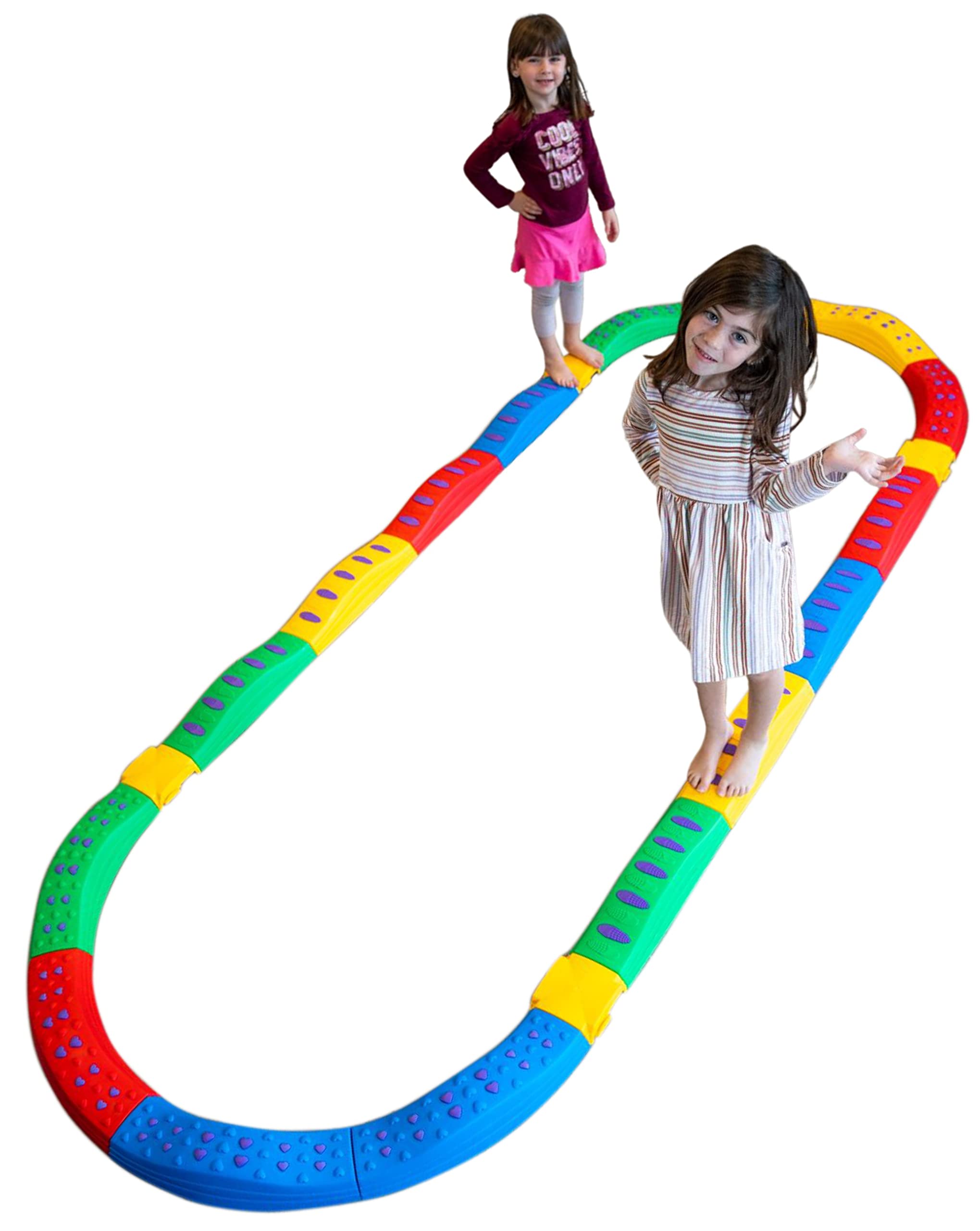 bintiva 20 Piece Tactile Balance Beam for Children - 8 Straight Pieces - 8 Curved Pieces - 4 Square Connectors - Unlimited Path Options