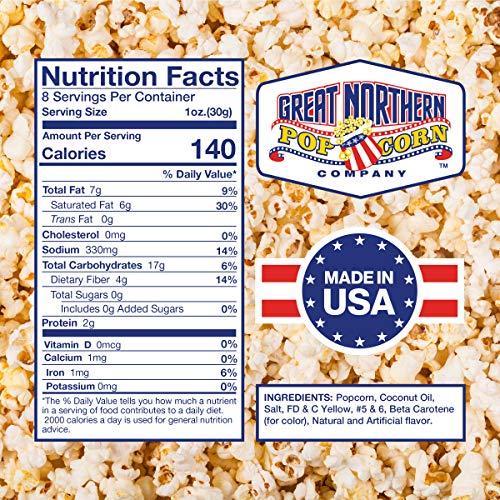 GREAT NORTHERN POPCORN COMPANY - Popcorn Packs, Pre-Measured, Movie Theater Style, All-in-One Kernel, Salt, Oil Packets for Popcorn Machines, 8 Ounce (Pack of 24)