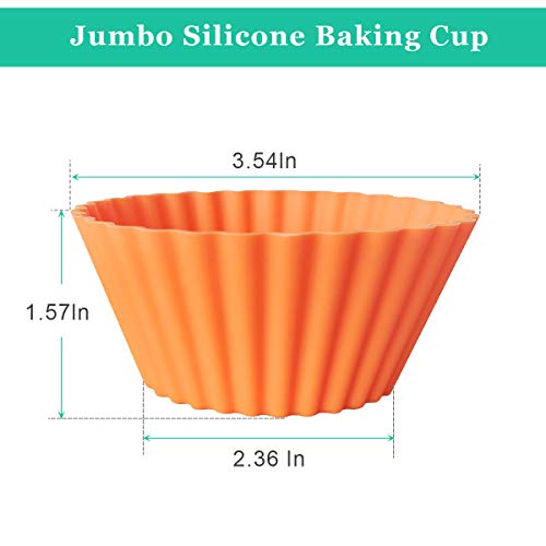 BiaoGan Extra Large Reusable Silicone Baking Cups,12 Pack Nonstick Muffin and Cupcake Liner,6 Rainbow Colors