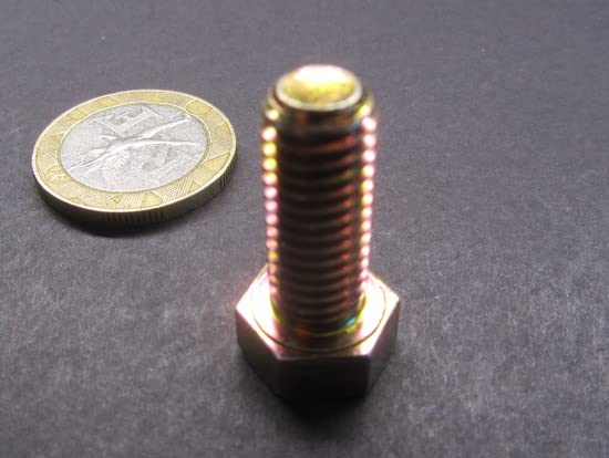 Class 8.8 Yellow Zinc Steel Bolts FT M8 x 1.25 mm x 20 mm Long 10 pcs