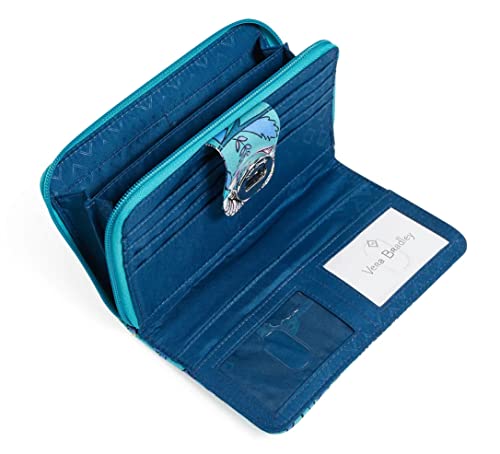 Vera Bradley Cotton RFID Turnlock Wallet, Peacock Garden