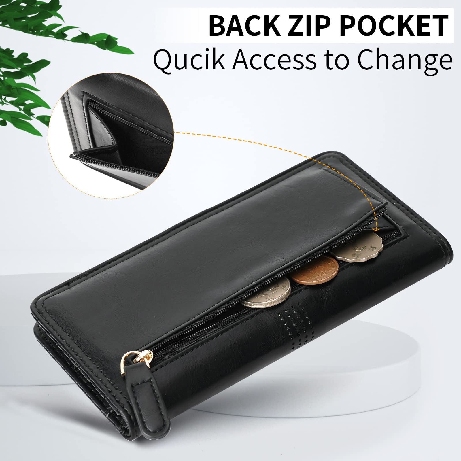 APHISON Wallet Women Ultra Slim Thin Leather Womens Wallet RFID Blocking Credit Card Holder Bifold Clutch Long Ladies Billfold