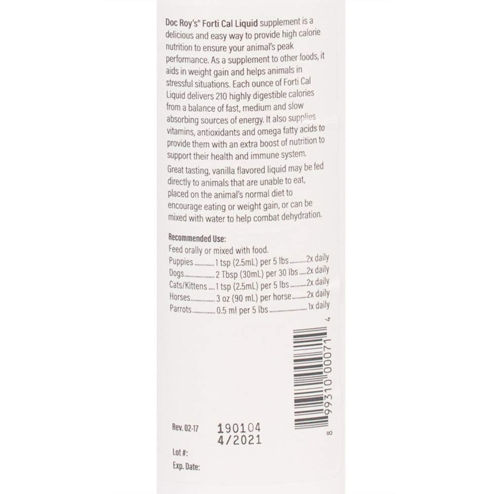 Doc Roy's Forti Cal- High Calorie Nutritional Energy Liquid Supplement, Vanilla Flavored- 32 oz Liquid