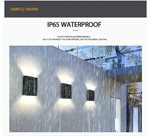 LOOCOO 2 LED Solar Wall Light UP and Down Illuminate Outdoor Sunlight Sensor Lamp IP65 Waterproof Modern Nordic Style Decor for Home Garden Porch