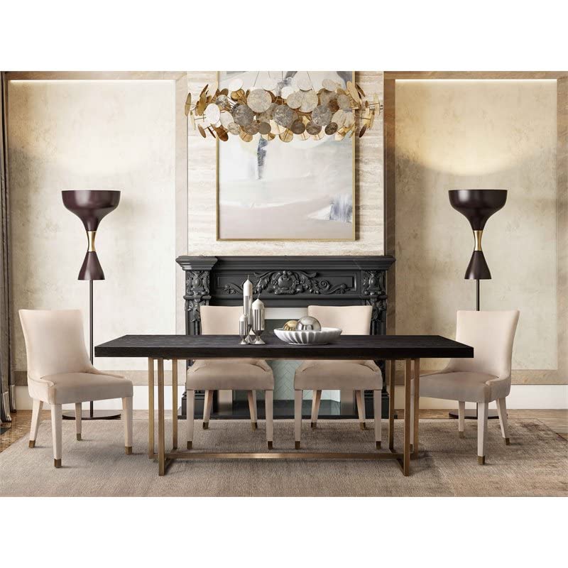 TOV Furniture Mason Modern Handmade Veneer Dining Table, Black