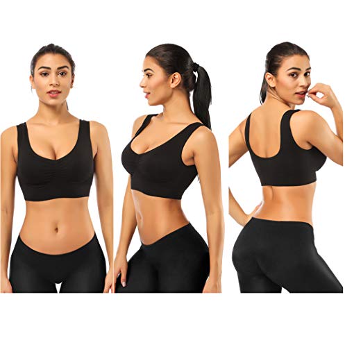 BESTENA Sports Bras for Women, 3 Pack Seamless Comfortable Yoga Bra with Removable Pads