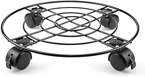Fasmov 2 Pack 13 inches Plant Caddy, Heavy Duty Iron Potted Plant Stand with Lockable Caster Wheels, Outdoor Caddy Indoor Plant Dolly, Black