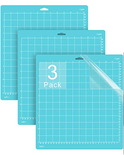 Gwybkq Cutting Mat for Cricut Explore Air 2/Maker/Maker 3 (12x12 Inch,3 Mats) Adhesive Sticky Light Cutting Mats Replacement Accessories Blue