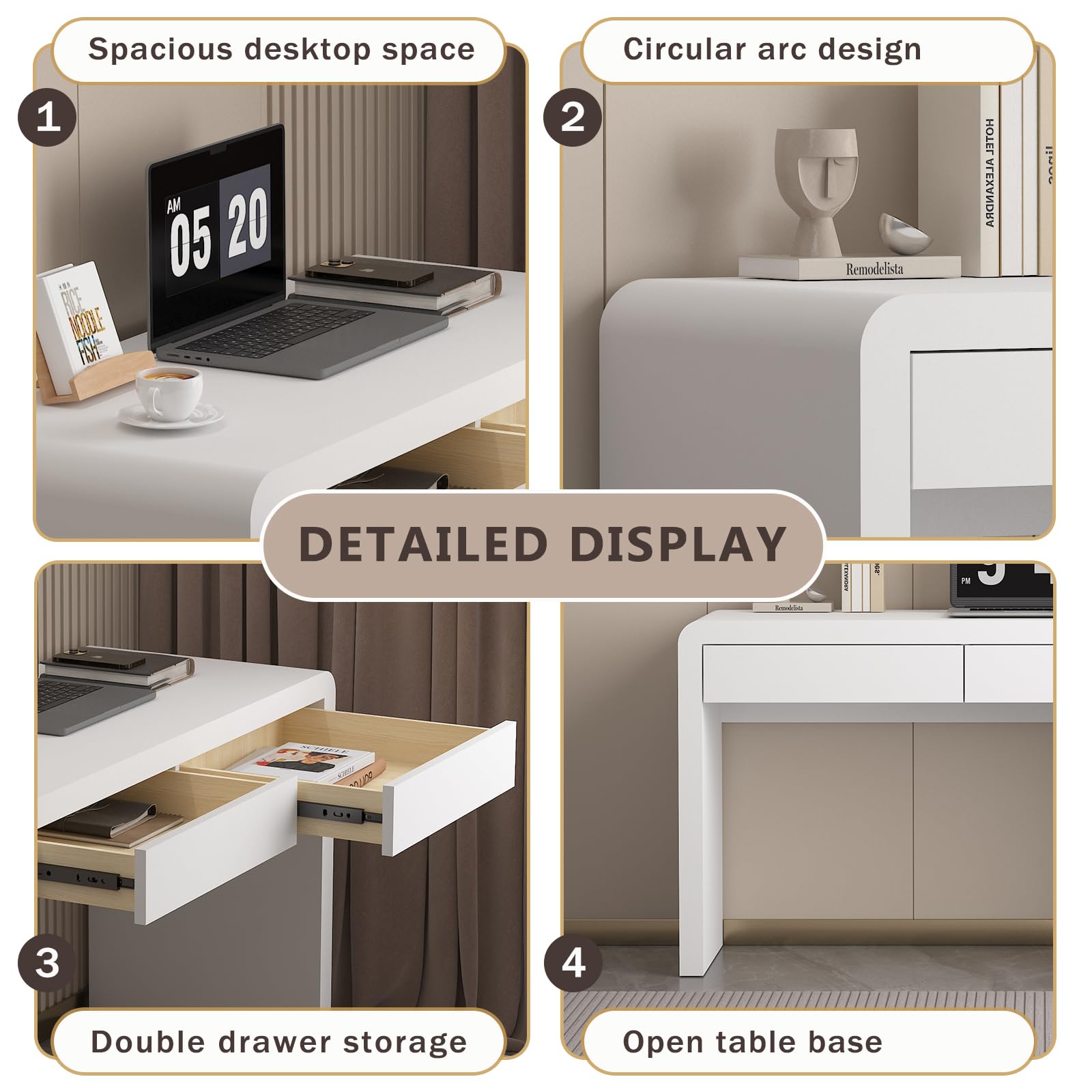 Dongge White Computer and Gaming Desk with Drawers.Home Office desks for Bedroom.Wooden Kids' Writing Table.Three-Layer Lacquered Thick Wooden Board Work Desk That can be Used as a Vanity(Z-101)