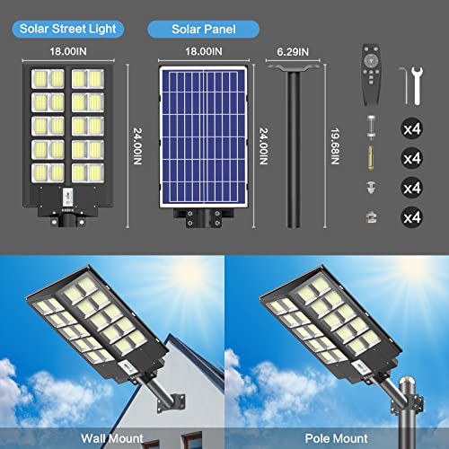 Deepn 1500W Solar Street Light Outdoor Waterproof 120000 Lumens Dusk to Dawn Solar Flood Light Motion Sensor, LED Solar Lights with Remote Control for Parking Lot, Backyard