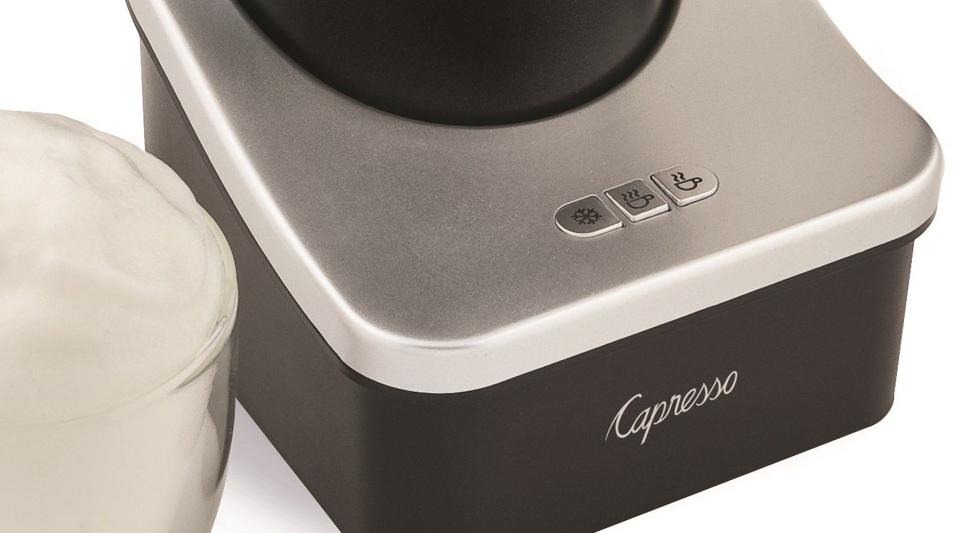 Capresso Froth Pro Milk Frother for Cappuccino, Espresso, Latte and Hot Chocolate, 7" x 5" x 6", Black/Matte Silver