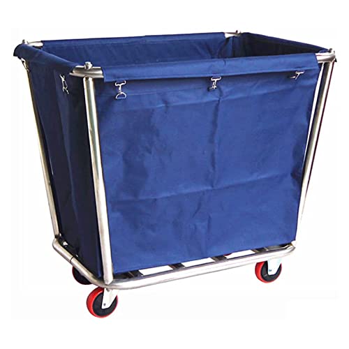 Commercial Laundry Cart,Stainless Steel Industrial Rolling Laundry Cart Storage Trolley Hamper for Hotel/Home/Hospital,80kg/176 LBS Load,10 Bushel