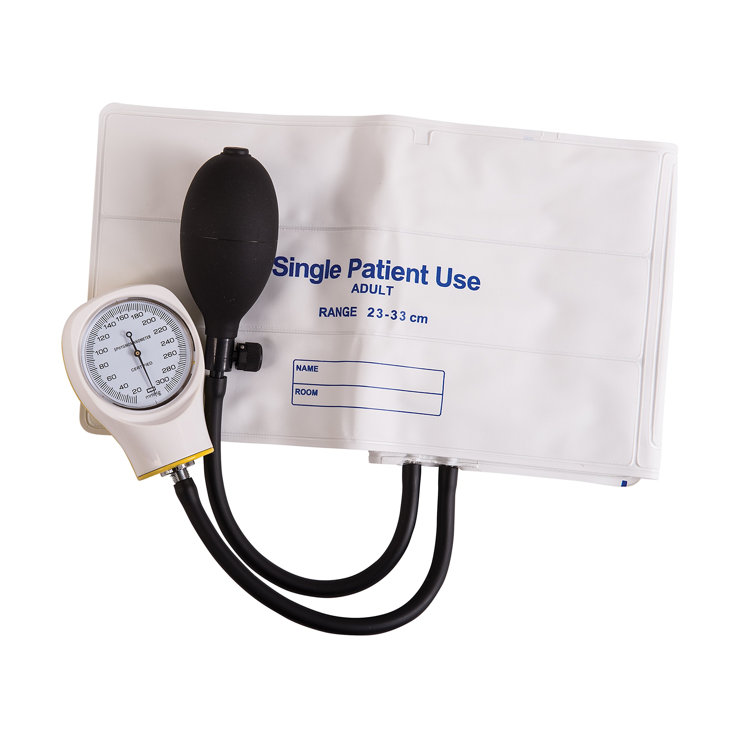 MABIS Disposable Sphygmomanometer Manual Arm Blood Pressure Cuffs, Single Use, Adult, White (Pack of 40, 200 Count Total)