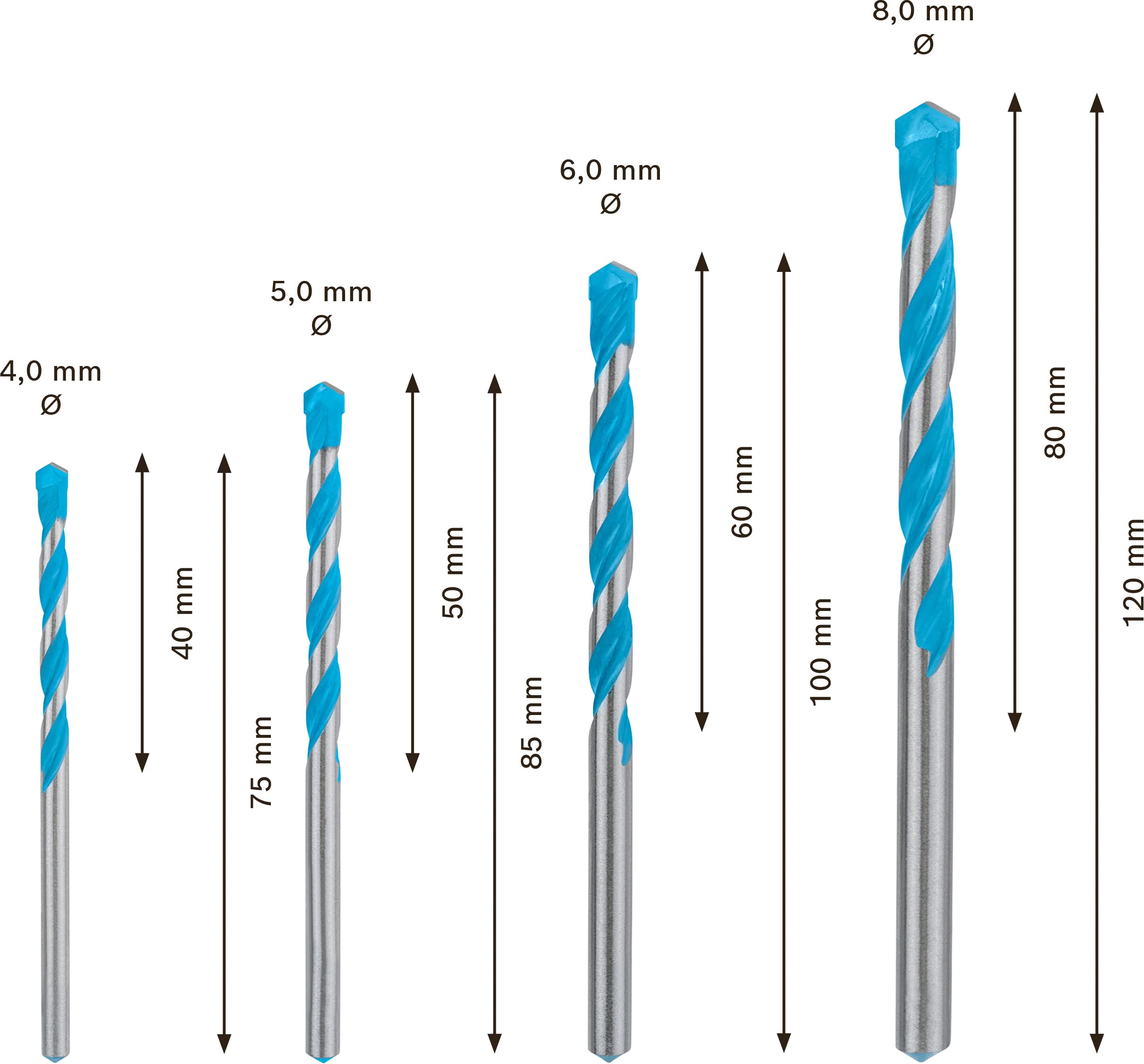 Bosch Professional 4X Expert CYL-9 MultiConstruction Drill Bit Set (for Concrete, Ø 4-8 mm, Accessories Rotary Impact Drill)