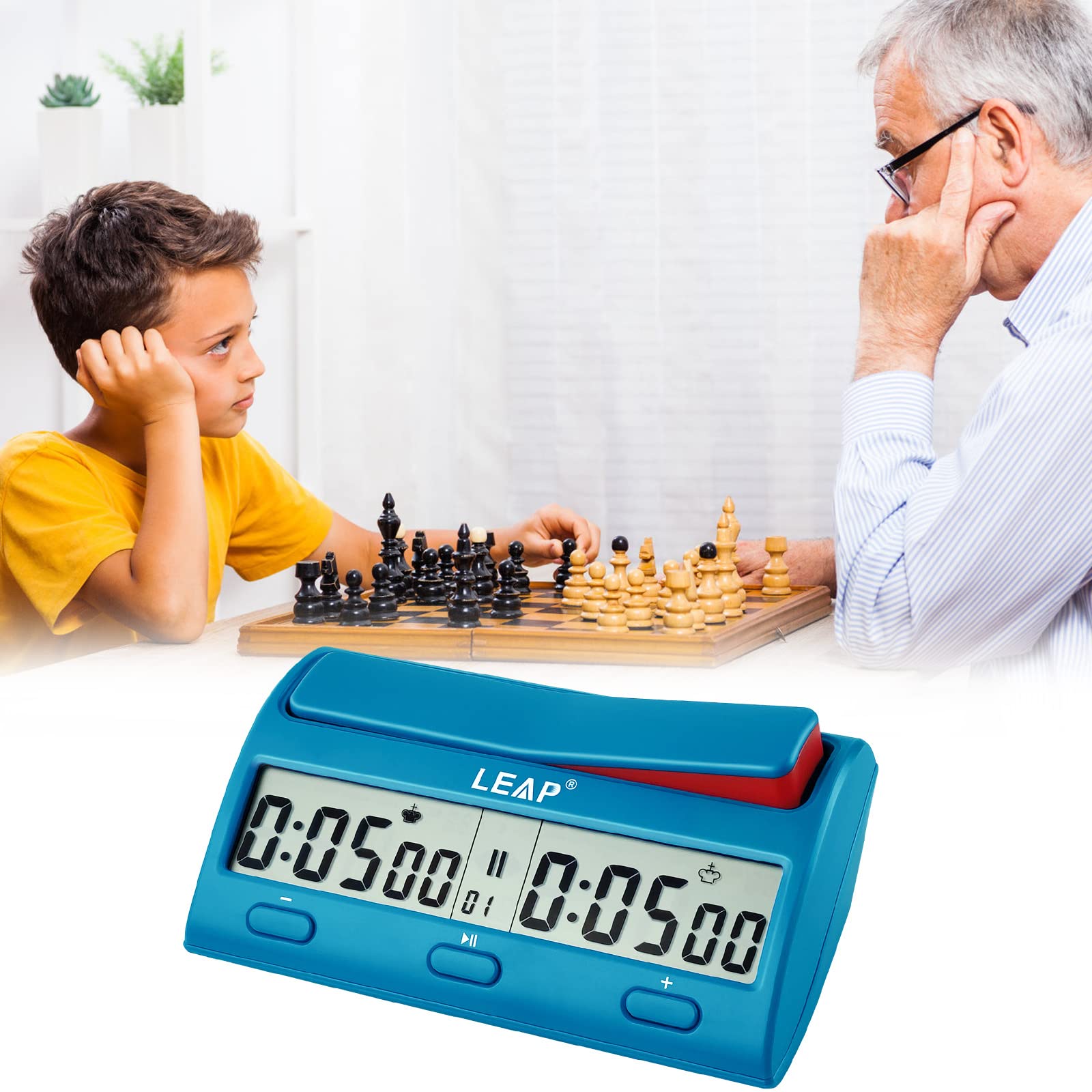 LEAP Chess Clock Advanced Digital Chess Timer with 7 Type 38 Timing Set Modes Including Single or Multi Period Countdown Restricted Moves or Time Function