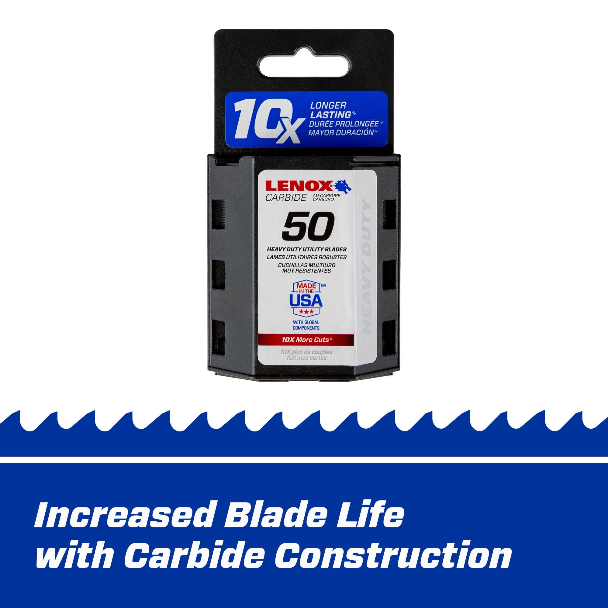 LENOX Utility Knife Blades, Carbide, Replacement Pack, 50 Units (LXHT11800L)