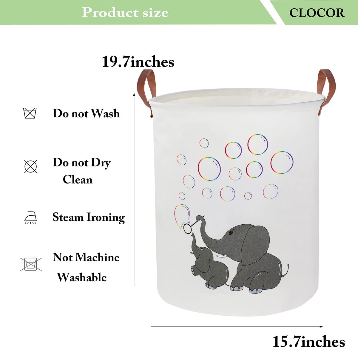 CLOCOR Elephant Laundry Basket,Baby Nursery Hamper for Boys and Girls,Kids Toys Bin for Bedroom,Gift Basket(Baby Hamper