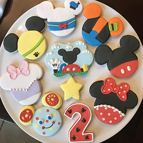 Cartoon Mouse Cookie Cutters, 8 Pack Baking Molds Stainless SteelĀ Biscuit Sandwich Cake Cutter Set for 2nd Birthday Party Supplies Favors