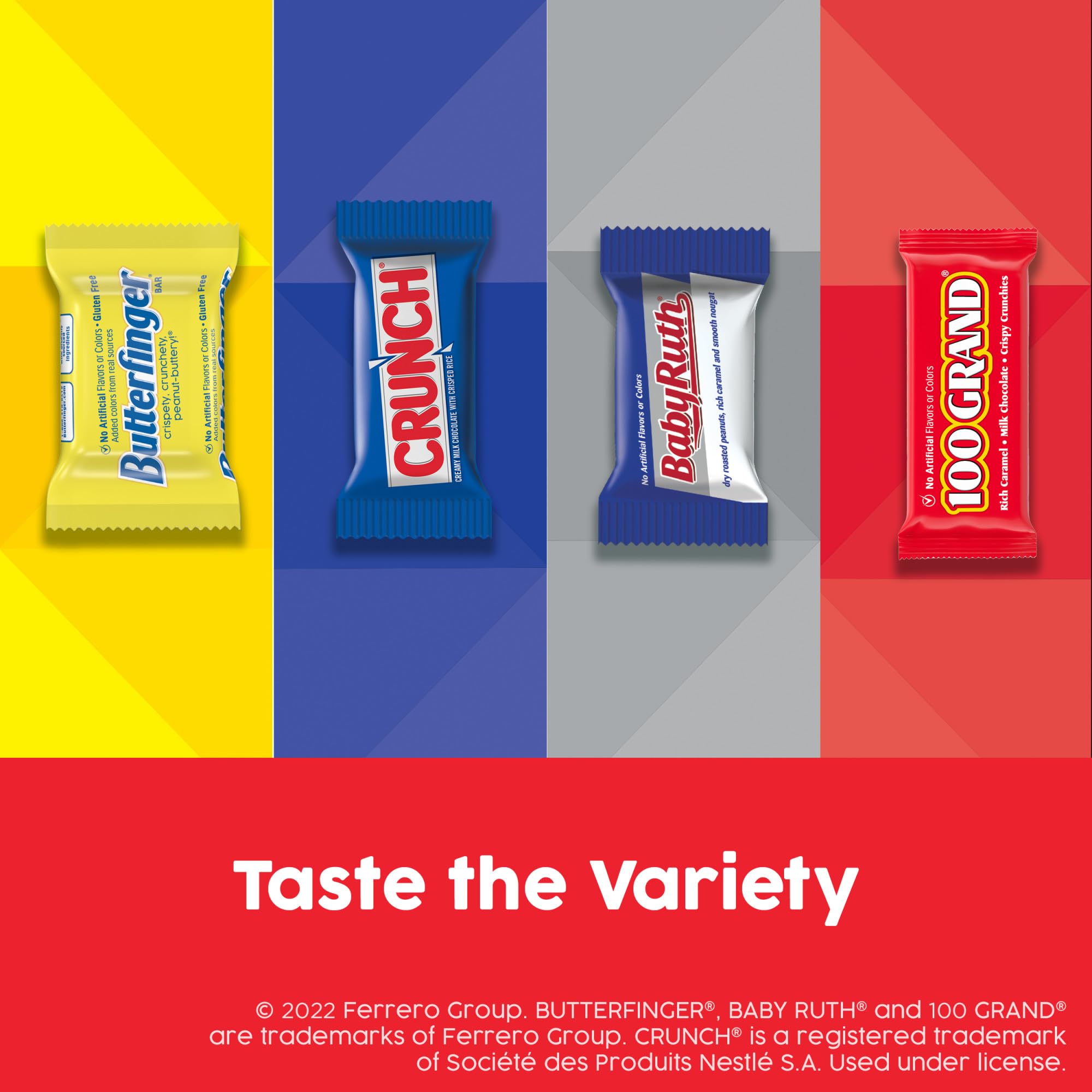 Butterfinger, CRUNCH, Baby Ruth and 100 Grand, Bulk 135 Pack, Assorted Minis Chocolate Candy Bars, 55.3 oz