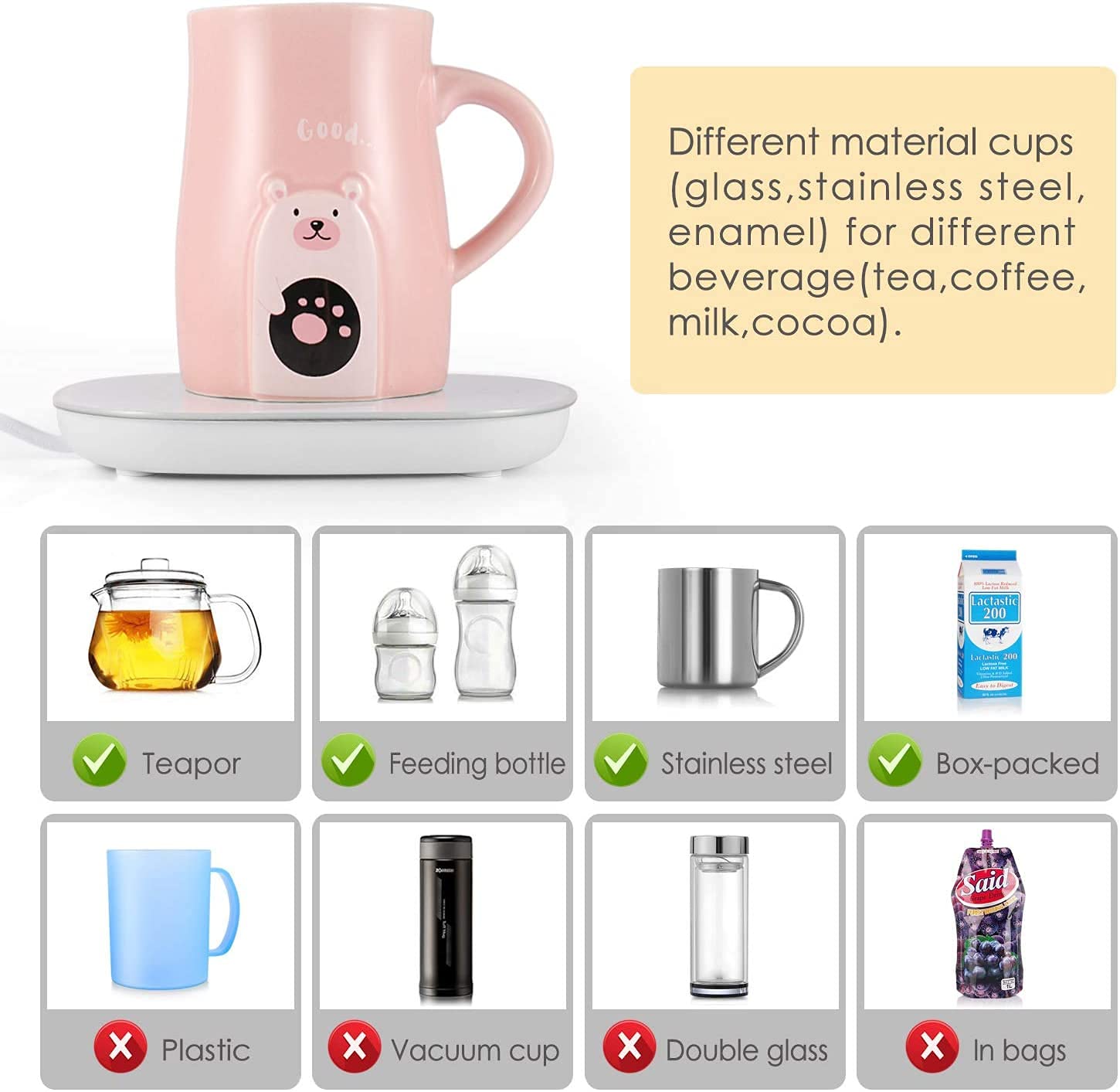 Coffee Mug Warmer, Electric Coffee Cup w/Auto Shut Off, Cup Warmer for Desk to Keep Temperature Up 131℉/ 55℃, Beverage Warmer for Coffee, Tea, Water, Milk, Heating Plate Candle Wax Warmer, Good Gift