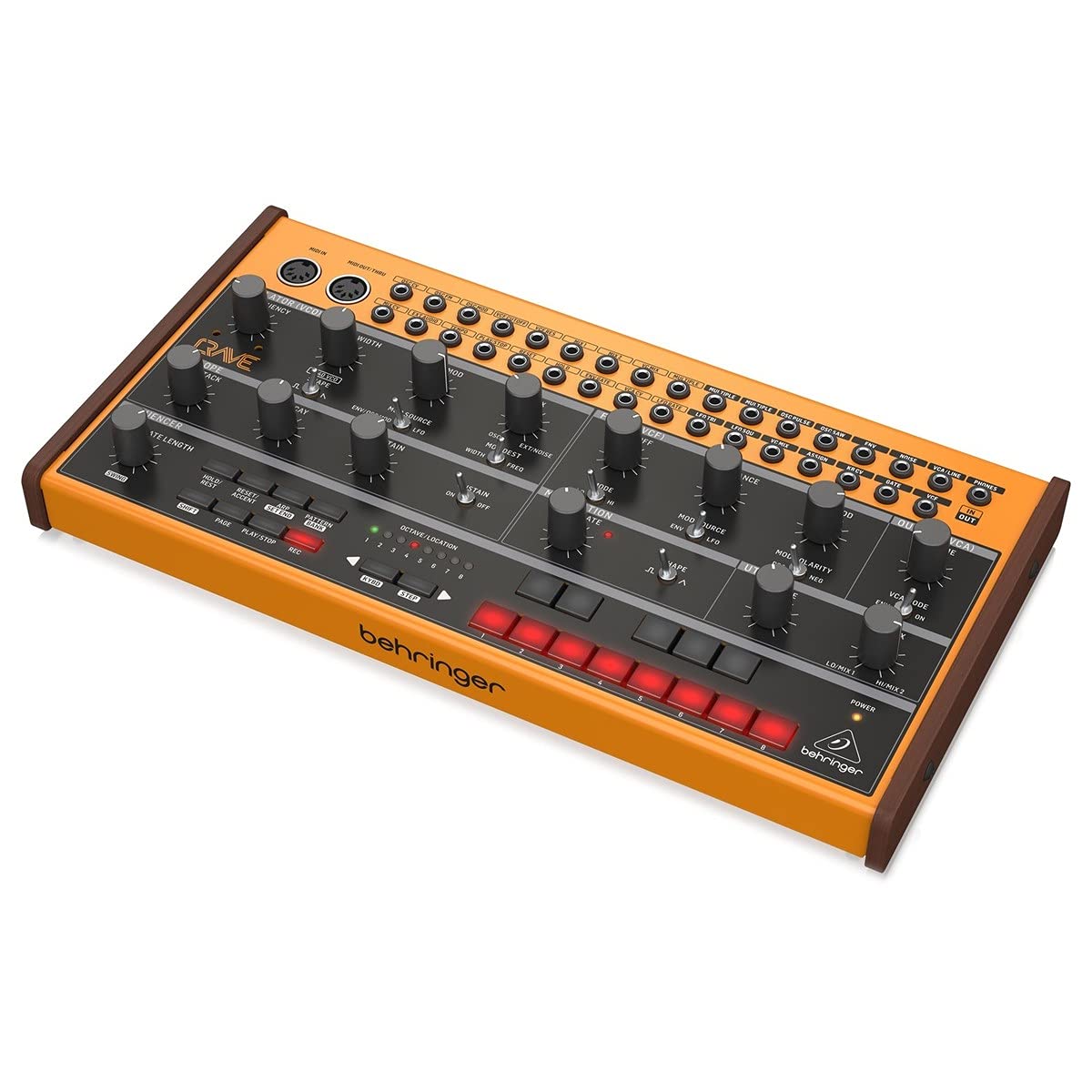 Behringer CRAVE Analog Synthesizer Analog Semi-Modular Synthesizer with 3340 VCO, Classic Ladder Filter, 32-Step Sequencer and 16-Voice Poly Chain