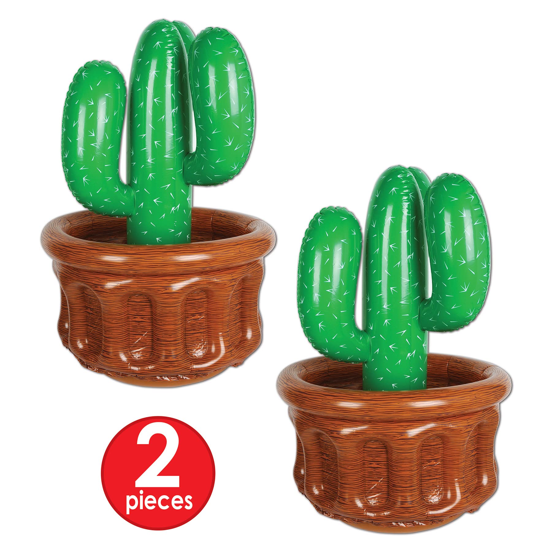 Beistle Inflatable Cactus Coolers, 2 Pack, 26β x 18β, Each Holds Approx. 24 12 oz. Cans - Drink Cooler, Drink Containers for Parties, Cactus Party Decorations, Western Fiesta Party Decorations