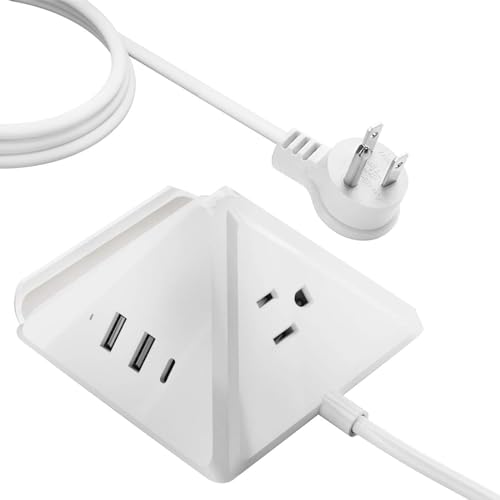 Ceptics USB Power Strip - Small & Compact - Travel Size - Grounded Dual USB + USB-C - 3 USA Outlets Input - Powerful 21W Max Total - Desk Charging Hub Station