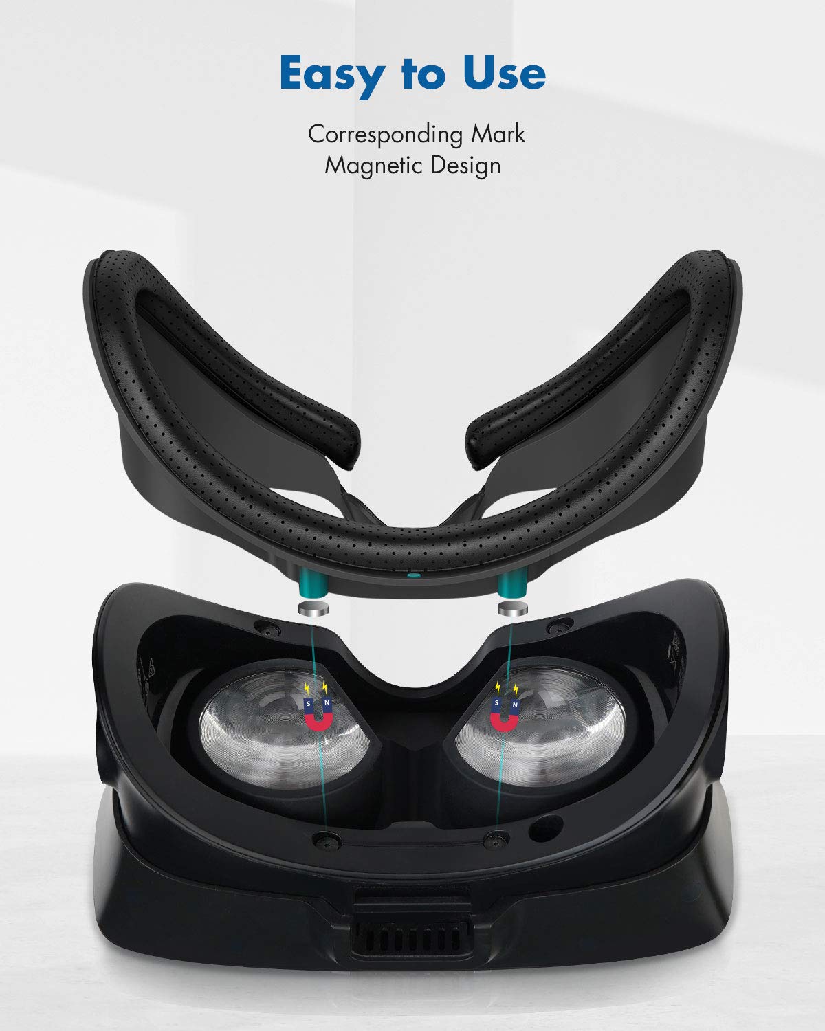 KIWI design VR Facial Interface Bracket Compatible with Valve Index, 2 pcs PU Leather Anti-dirt Sweat-Proof Foam Face Cover Pad with Lens Cover and Anti-Leakage Nose Pad