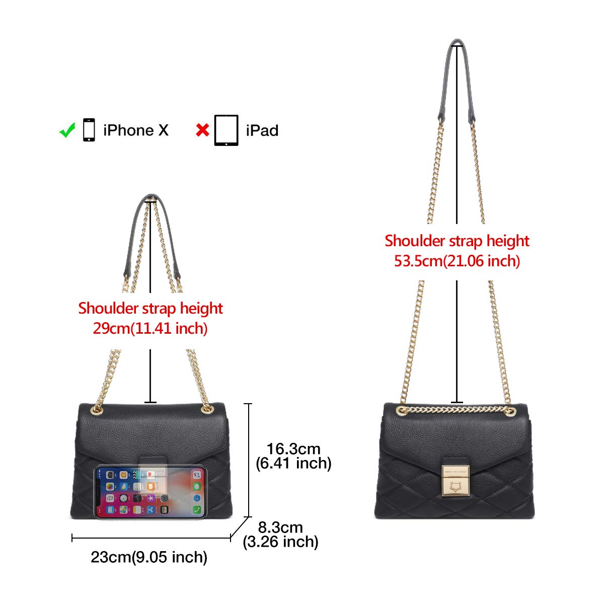 Leather Crossbody Bags for Women, Ladies Top-handle Bags with Shoulder Strap (black)