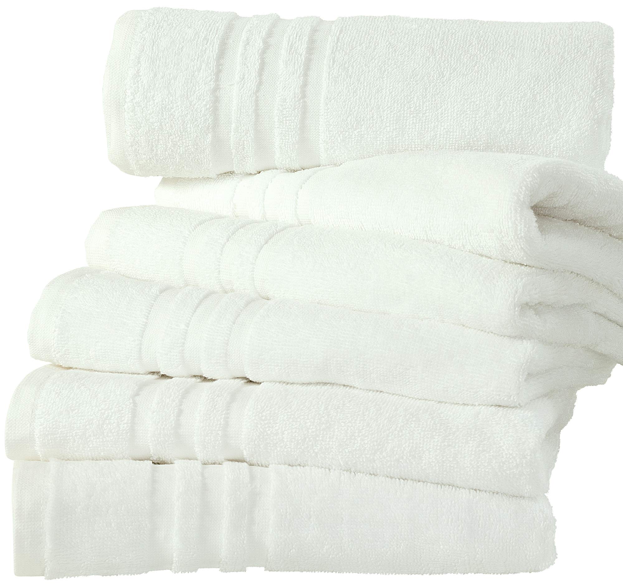 Bliss Casa Small Cotton Towels 20x40 Inch (6 Pack) Multipurpose Light-Weight & Absorbent Quick Drying Towels Set for Hand, Gym, Pool, Spa, Hotel and Salon (White)