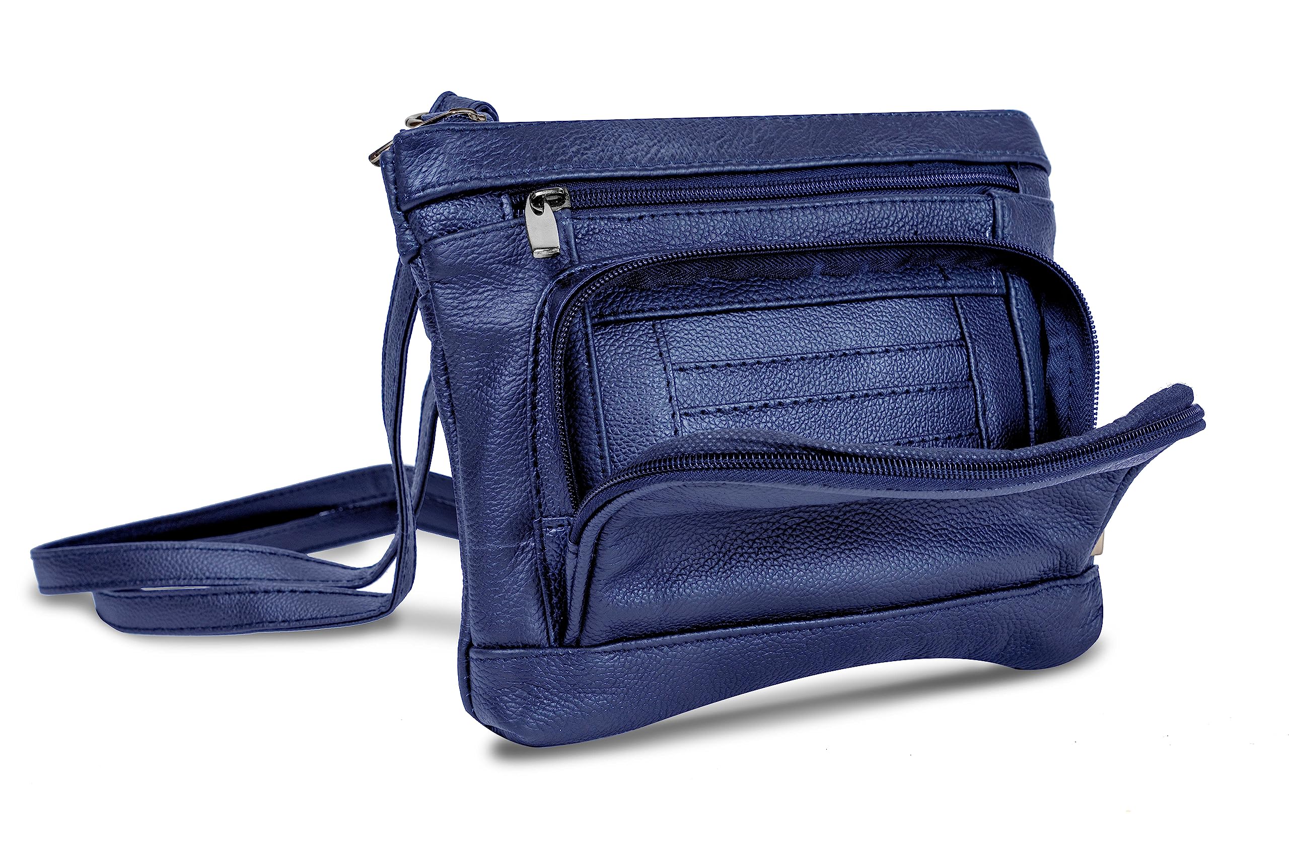 Leather Wide Crossbody Bag - Super Soft & Durable Crossbody Bags For Women & Men Trendy - Messenger Handbag with Adjustable Strap (7β L x 9β W)