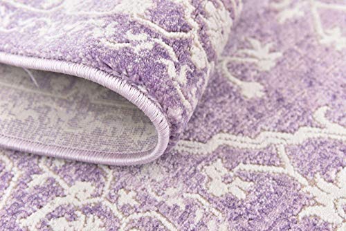 Unique Loom Traditional Classic Intricate Design Distressed Vintage Detail, Area Rug, 4 ft x 6 ft, Purple/Ivory