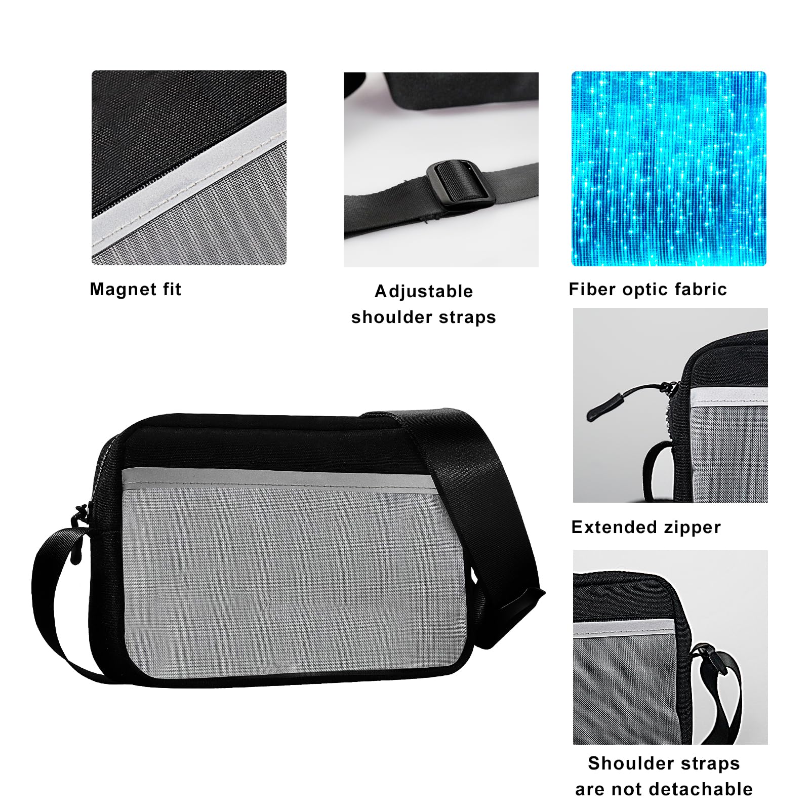 lumisonata Led Crossbody Bag Small Light Up Purse Glow Handbags Mini Shoulder Bags Women Luminous Wallet for Party (black)