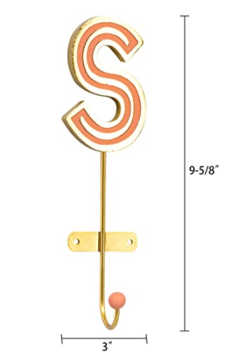 COLLECTIVE HOME - Monogram Wall Hooks, Wall Mounted Hooks for Hanging, Wood Letters for Wall Decor, Home-Bedroom-Livingroom Gold Decor, Decorative Wall Hangers for Coat, Scarf, Bag(S)