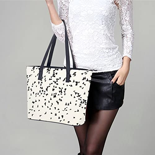 Birds Flying Isolated Women's Tote Bag PU Leather Shoulder Bag Handbags Purse For Work Shopping Travel