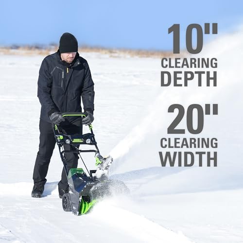 Greenworks 80V (75+ Compatible Tools) 20” Brushless Cordless Snow Blower, 2.0Ah Battery and Charger Included