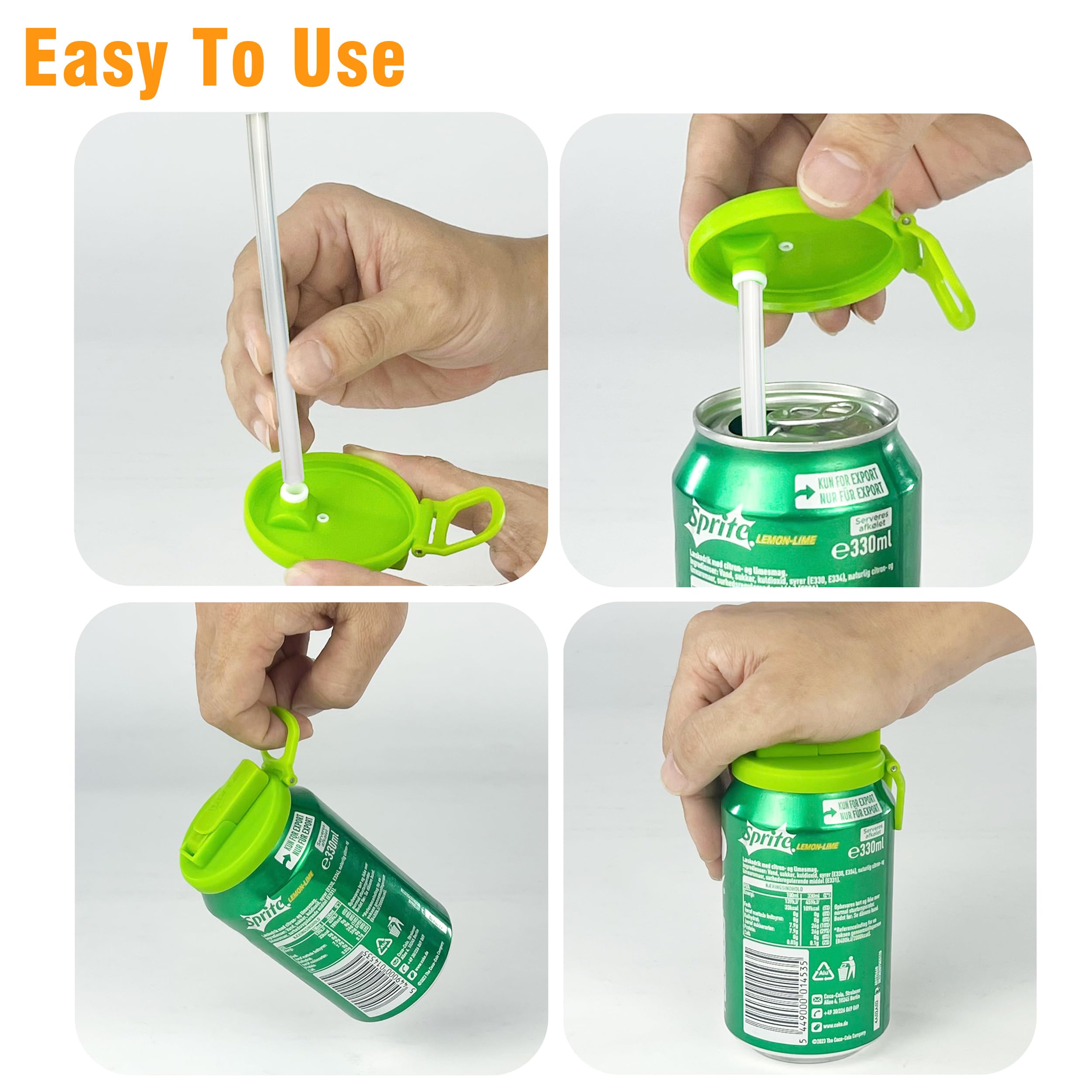 Dipesi 4-pack 4 Color Soda Can Lids with straw,Silicone Straws Soda Can Covers,straw soda can lid,BPA-Free, Reusable for can covers for soda, Beverage, Juice,Seltzer(Colour mixture)