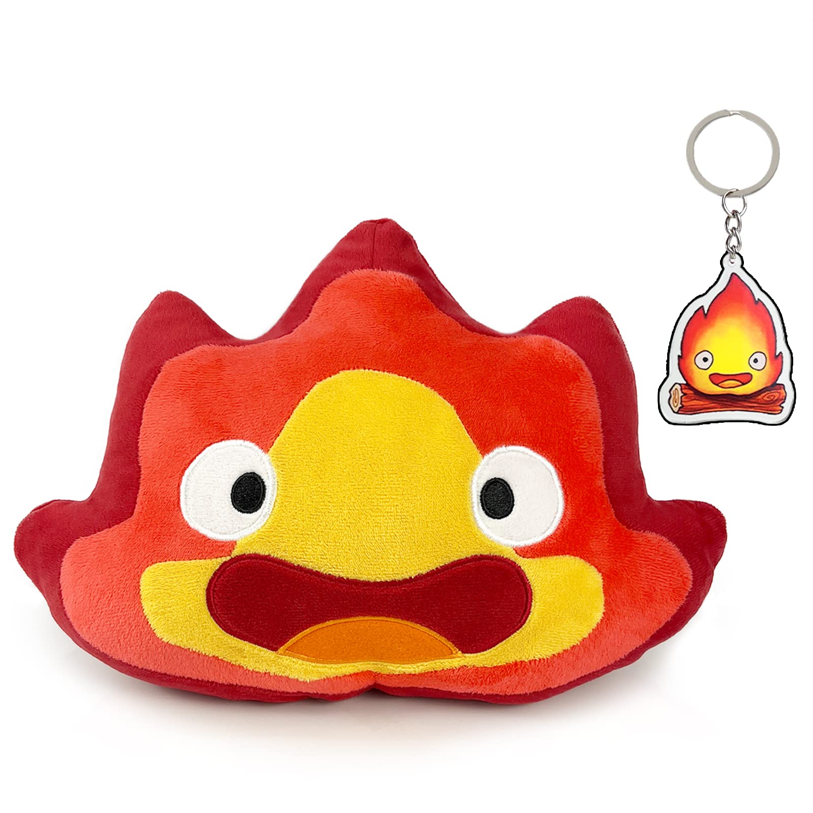 Birsppy Amishify 12.9 inch Calcifer Plush Fire Demon Pillow (complimentary Calcifer Keychain)