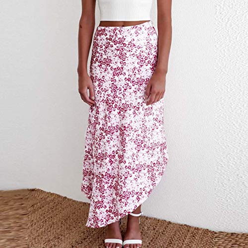 Brown Skirt for Women High Waisted Slim Casual Asymmetrical Fashion Split Midi Party Print Summer Maxi Wedding