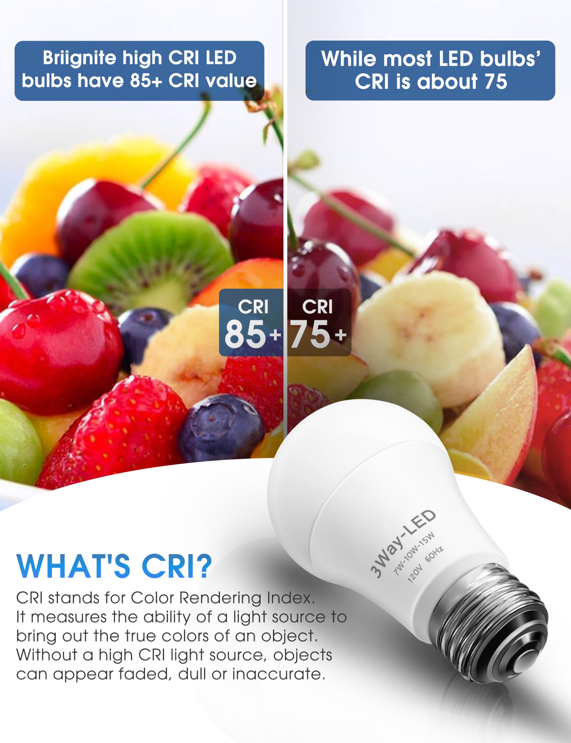 DORESshop 3 Way Light Bulbs, 3 Way LED Light Bulbs 50 100 150W Equivalent, A19 LED Light Bulbs, Three Way Light Bulbs E26 Medium Base, Soft White 3000K, 600lm-1200lm-1600lm, 2Pack