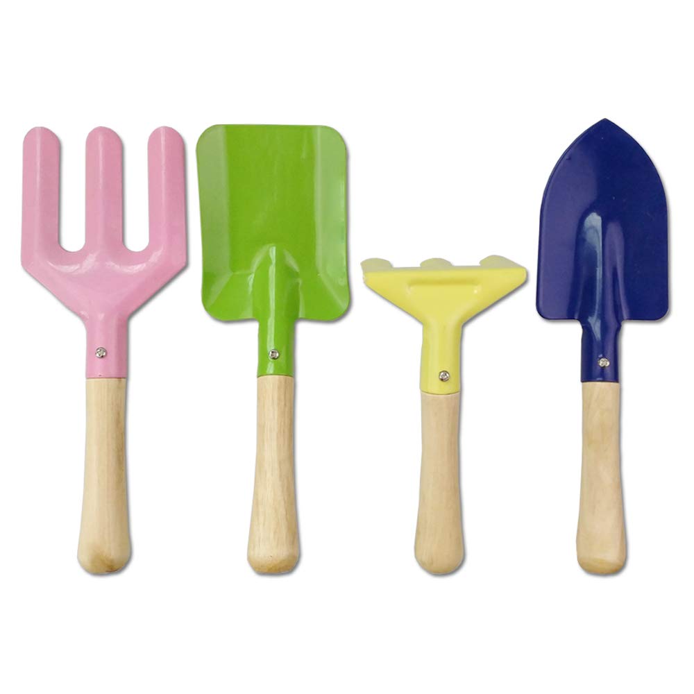LIDAGO Set of 4 Kids Garden Tools Includes Shovel, Rake, and Trowel | Children Beach Sandbox Toy